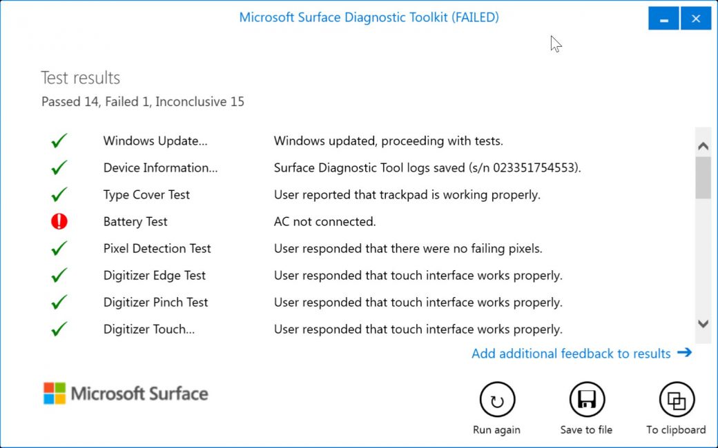 Microsoft Surface Diagnostic Toolkit - Sihmar