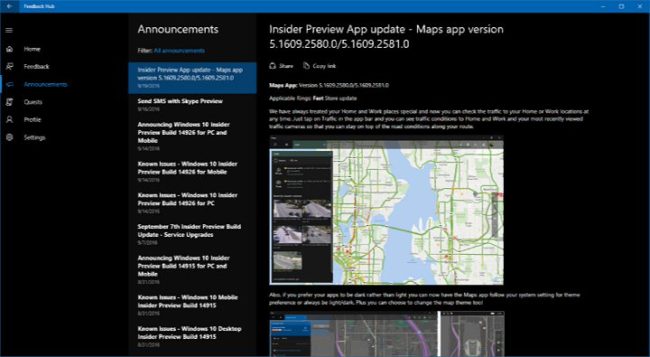 Feedback Hub adds dark theme for Windows 10
